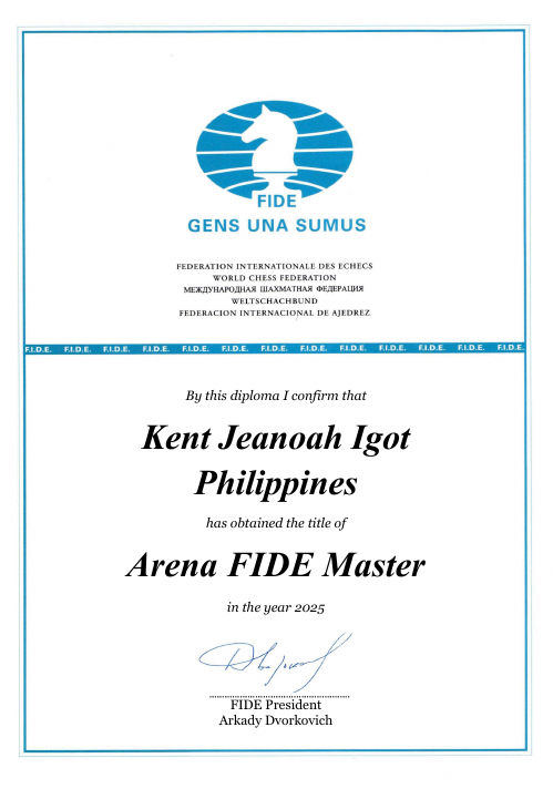 Kent Jeanoah Igot / World Chess - Official FIDE Online Chess Gaming ...