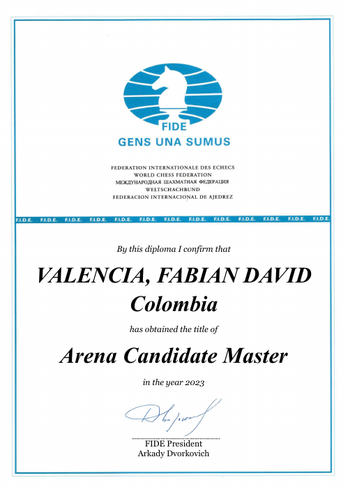 FABIAN DAVID VALENCIA: FIDE Online Arena