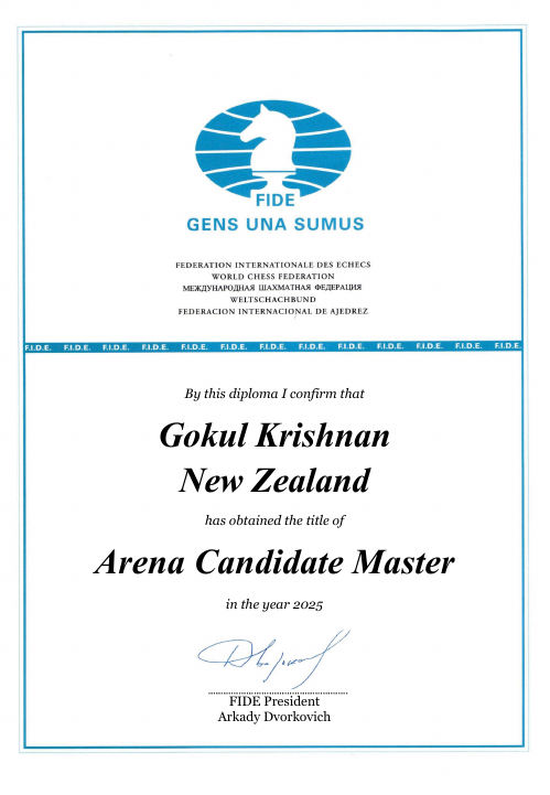 Gokul Krishnan: FIDE Online Arena