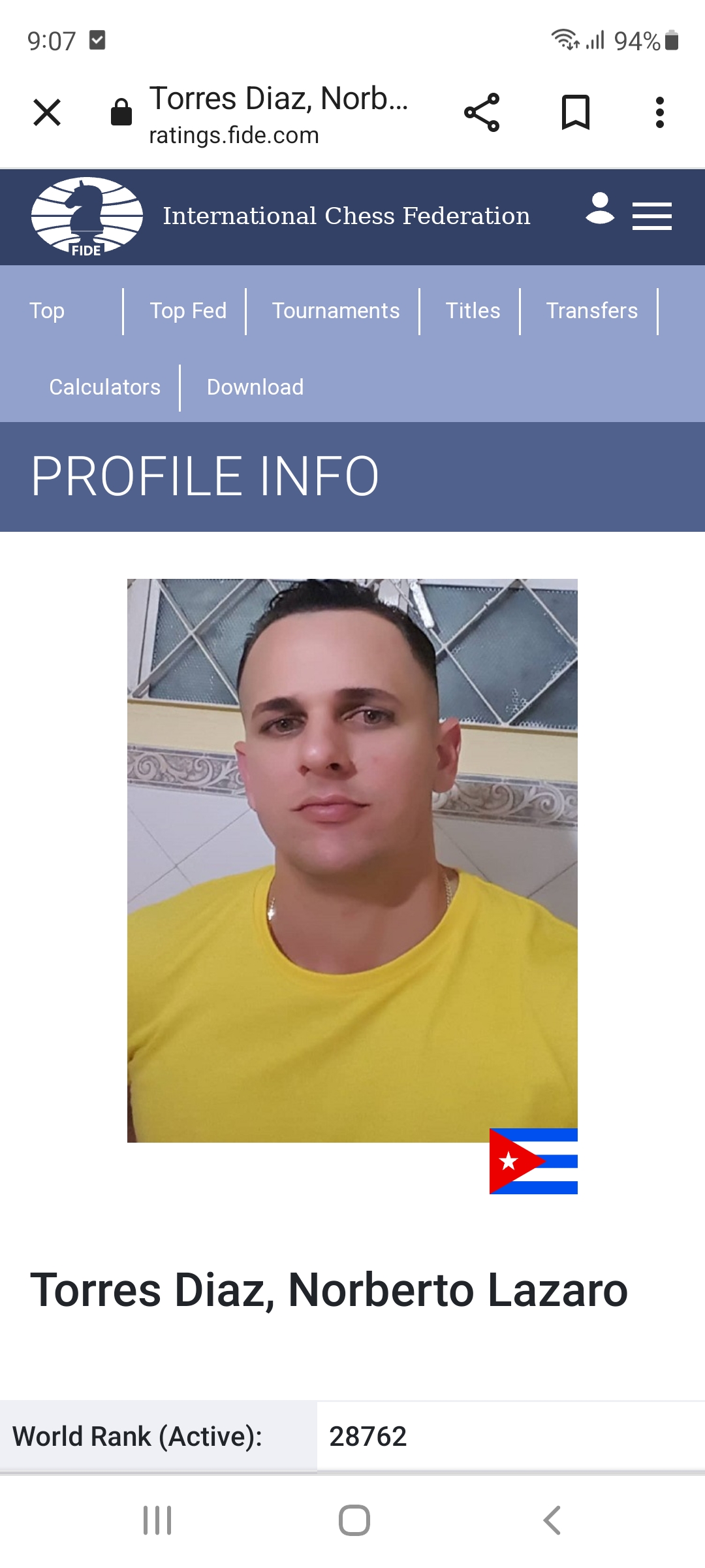 Norberto Lazaro Torres Diaz: FIDE Online Arena